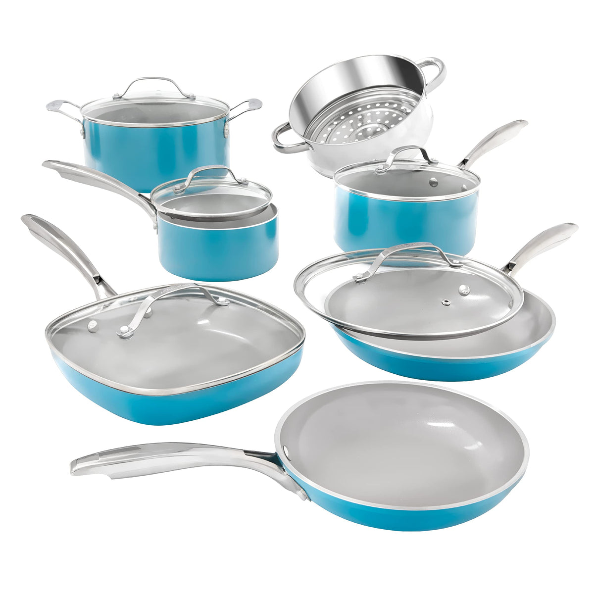 Gotham Steel Stackable Pots and Pans- Stackmaster 10 Piece Cookware Se ...