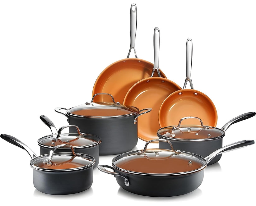 Gotham Steel Stackable Pots and Pans- Stackmaster 10 Piece Cookware Se ...