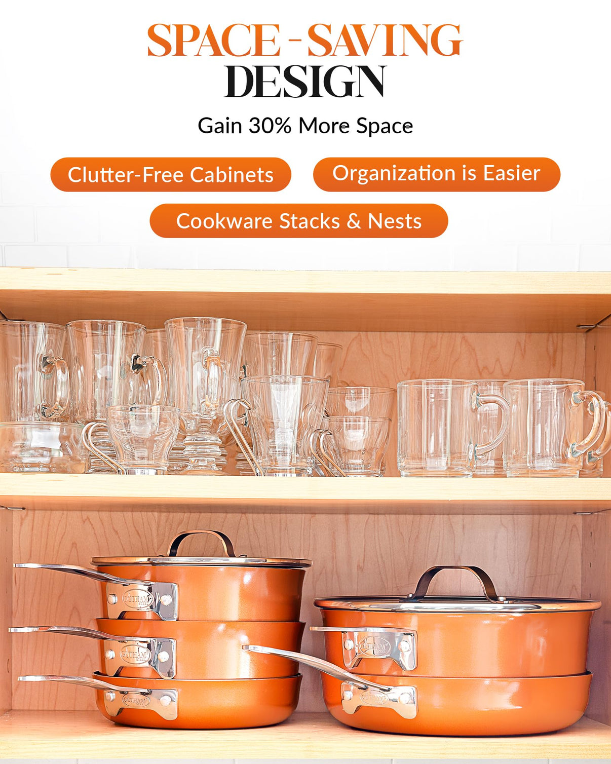 Gotham Steel Stackable Pots and Pans- Stackmaster 10 Piece Cookware Se ...