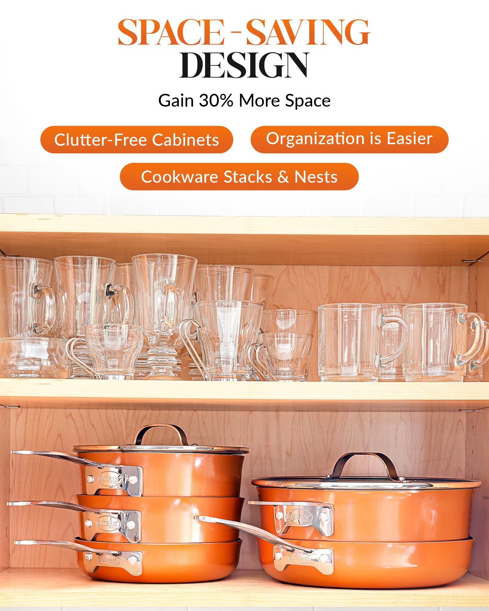 Gotham Steel Stackable Pots and Pans- Stackmaster 10 Piece Cookware Se ...