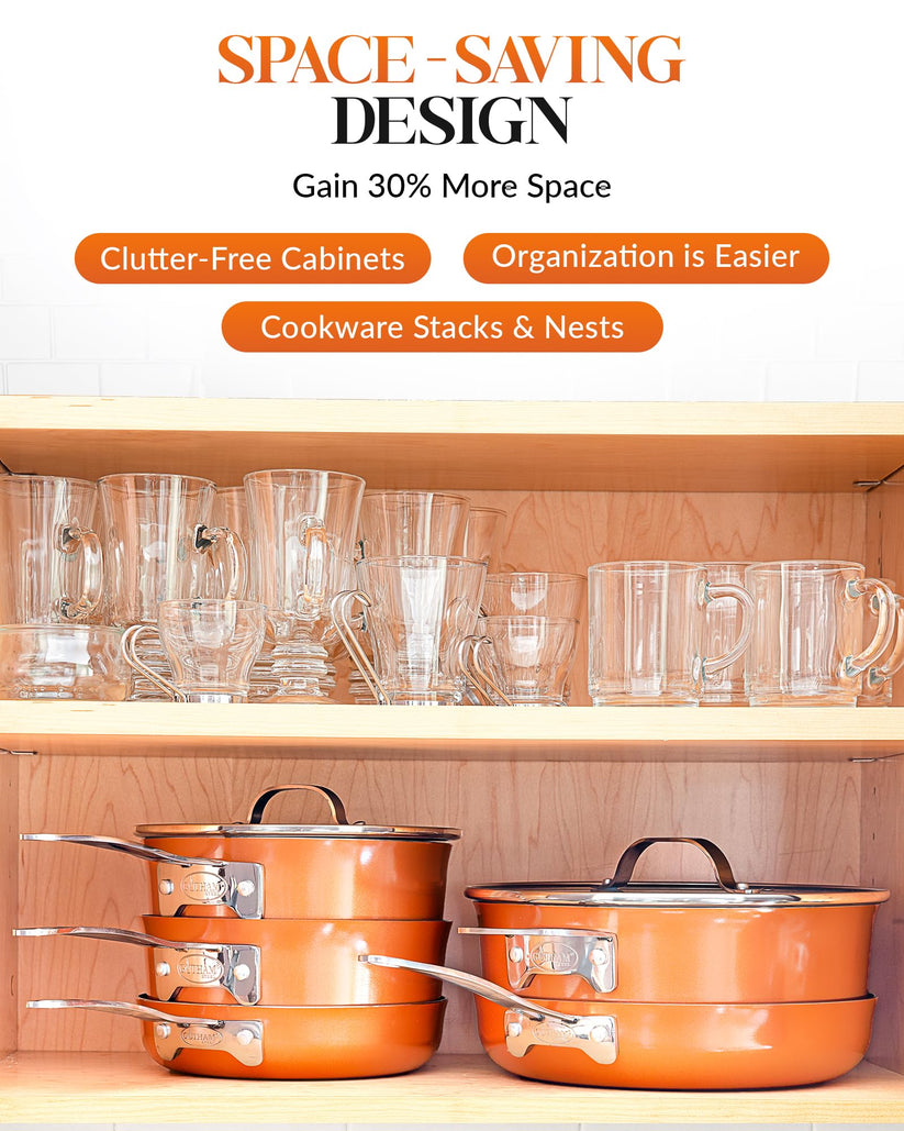 Gotham Steel Stackable Pots and Pans- Stackmaster 10 Piece Cookware Se ...